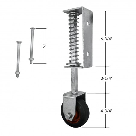 14.5-in Heavy Duty Spring Loaded Zinc 4in Gate Wheel with fasteners